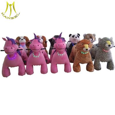China Hansel low investment electronic plush mall ride on battery operated animal for sale