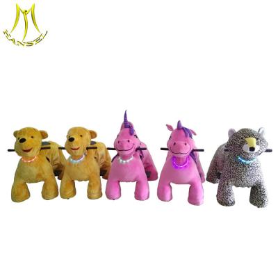 China Hansel  fast profits kids party plush motorized riding animals coin operated kiddie rides for rent for sale