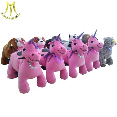 China Hansel indoor playground plush motorized animals 4 wheel animal bike for sale