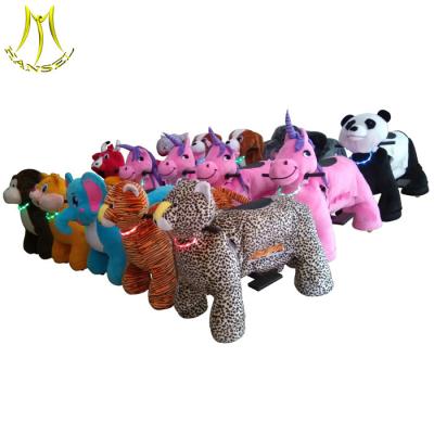 China Hansel wholesale coin operated children ride on plush electronic animal ride for sale