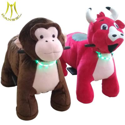 China Hansel coin operated 4 wheels electronic walking kiddie ride on plush animals for sale