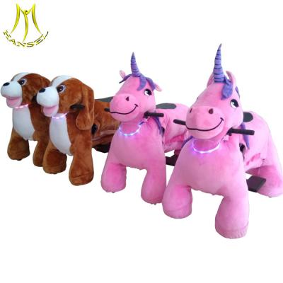 China Hansel coin operated happy rides on animal motorized plush riding animals for sale