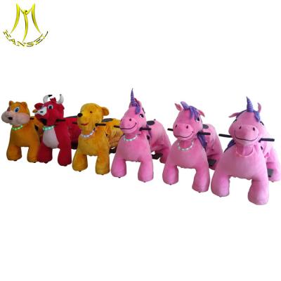 China Hansel attractive designs coin operated electric plush ride on animals for sale