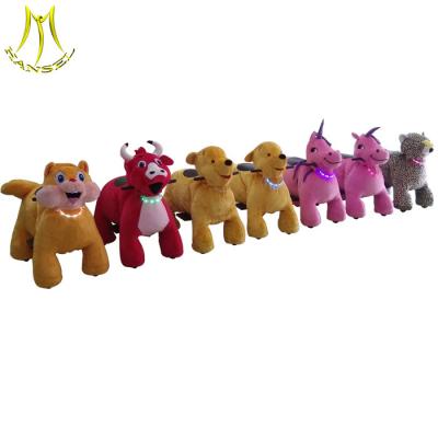 China Hansel kiddie ride coin operated motorized plush riding animals for sale