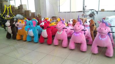 China Hansel wholesale indoor games kids motorized plush riding animals for sale