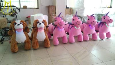 China Hansel electronic games 4 wheels motorized plush riding animals toy car for sale