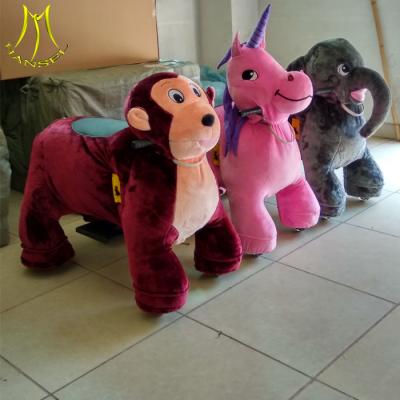 China Hansel  shopping mall children happy ride on motorized plush riding animals for sale