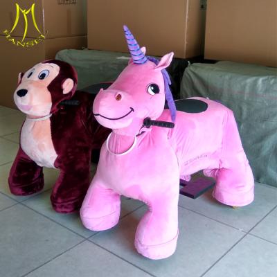 China Hansel coin operated plush electrical animal toy car for children outdoor ride for sale