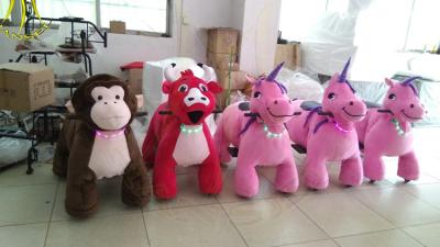 China Hansel wholesale walking coin operated motorized plush animal scooter for sale