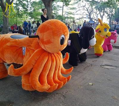 China Hansel amusement walking coin operated electric mountable animal plush ride for sale