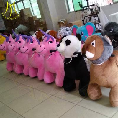 China Hansel children coin operated electric ride on plush animal toy car for sale