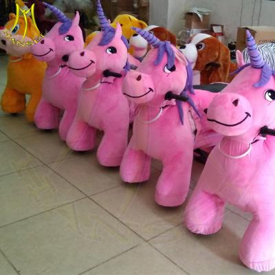 China Hansel amusement park games plush electronic walking kid riding animals for sale