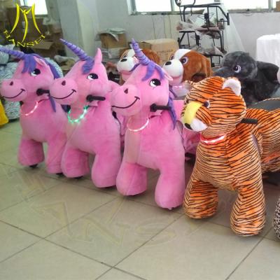 China Hansel amusement park electric game machine kids stuffed ride on animals for sale