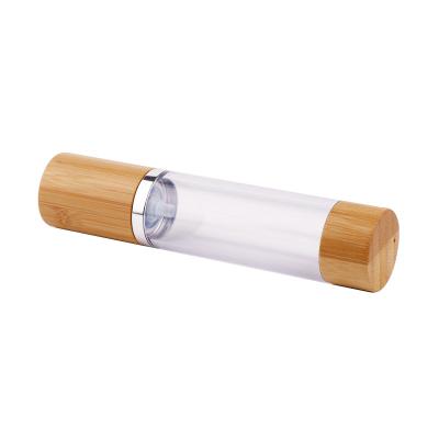 Cina Plastic Dispenser Lotion Cosmetic Airless Bottle With Bamboo Pump in vendita