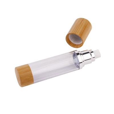 Cina Plastic Dispenser Lotion Cosmetic Airless Bottle With Bamboo Pump in vendita