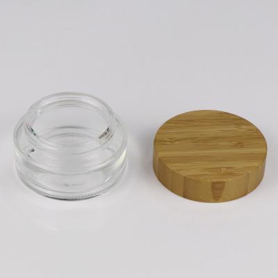 Cina barattoli di vetro cosmetici trasparenti di 40ml 75ml 180ml con il coperchio di bambù in vendita