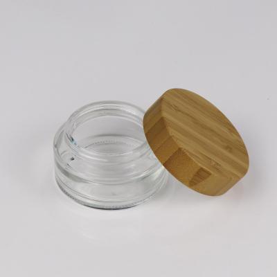 Cina barattoli di vetro cosmetici trasparenti di 40ml 75ml 180ml con il coperchio di bambù in vendita