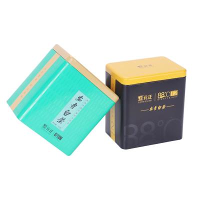 China Las latas cuadradas modificadas para requisitos particulares del té hoja intercambiable los envases del té con la tapa del metal en venta