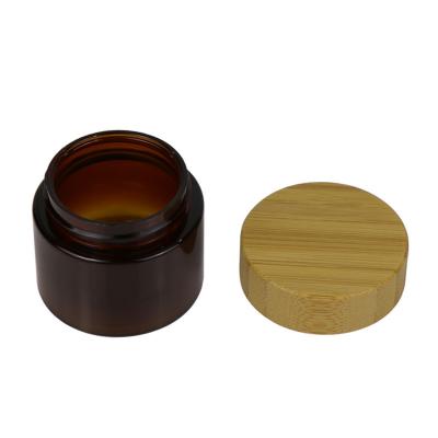 Cina Recipiente di plastica cosmetico vuoto del barattolo 50g 100g della crema dell'ANIMALE DOMESTICO con il coperchio di legno in vendita