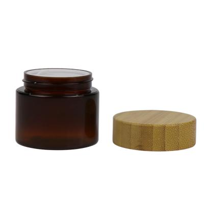 Cina Recipiente di plastica cosmetico vuoto del barattolo 50g 100g della crema dell'ANIMALE DOMESTICO con il coperchio di legno in vendita