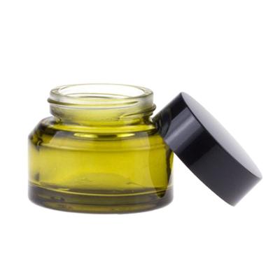 Cina Barattoli di vetro chiara Olive Green Glass Cylinder Jars della crema di fronte IS09001 con i coperchi in vendita