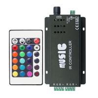 China 12A LED Strip Light Controller , Sound Sensitive 24 Key IR Remote Controller for sale
