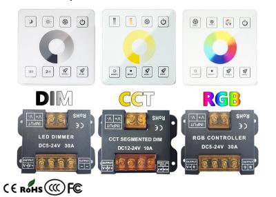 China Iron Case LED Controller Dimmer 10A 1 Channel With RF Full Touch Panel for sale