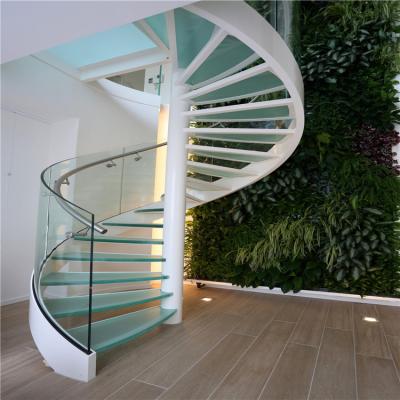 Cina Apartment 600-2200mm Glass Spiral Stairs With Stainless Steel Balustrade in vendita