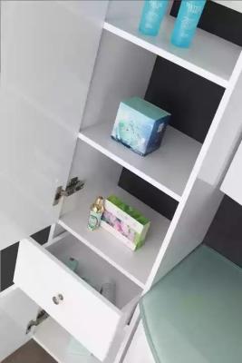 Cina Floating Cabinet Modern Bathroom Vanity In Green Glass Top White Glossy in vendita