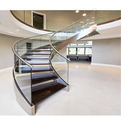 Cina Modern LED Curved Steel Stairs Customized Luxury Powder Coat SUS304 in vendita