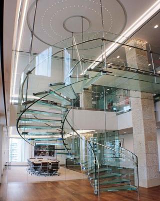Cina Modern LED Curved Steel Stairs Customized Luxury Powder Coat SUS304 in vendita