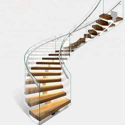 Cina Modern LED Curved Steel Stairs Customized Luxury Powder Coat SUS304 in vendita