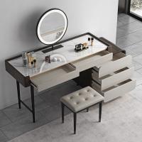 China Luxury Custom Makeup Vanity Table with LED Mirror 1000x450x780mm Slate Top for sale