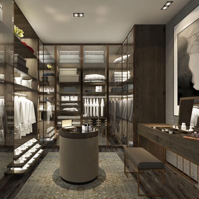 Cina Foshan Factory Glass Door Walk In Closet , Wardrobe Wood Portable Closets in vendita