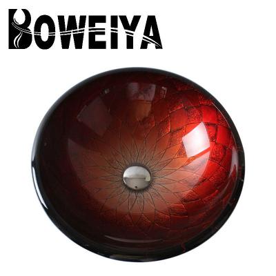 China Sanitary Wares Decorative Waterfall Faucet Glass Sink for Bathroom Wash Basin à venda