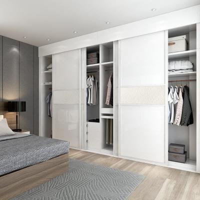 China White Lacquer Armoire Customized Wardrobe Wooden Modern Sliding Door Cabinet for sale