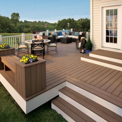 China 18mm Matt Plastic Wood Grain Flooring UV Resistant PVC Composite Decking for sale