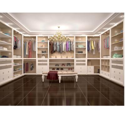 China Customized Glossy White Walk In Closet Waterproof Wardrobe With Dressing Table for sale