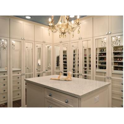 China Customized Glossy White Walk In Closet Waterproof Wardrobe With Dressing Table for sale