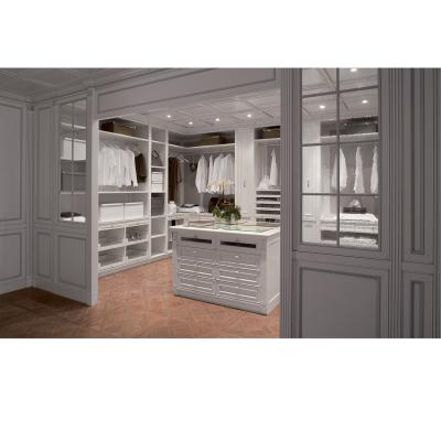 China Customized Glossy White Walk In Closet Waterproof Wardrobe With Dressing Table for sale
