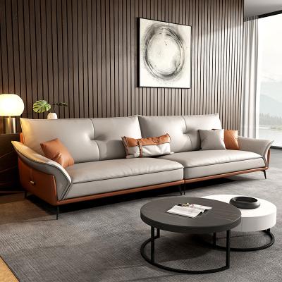 China Small Home Nordic 3 4 Seater Sectional Couch Cowhide Leather Sofa Set for sale