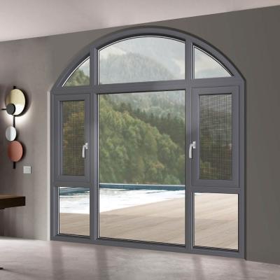 China Double Glazing Bulletproof Aluminium Frame Windows Commercial With Mosquito Net for sale