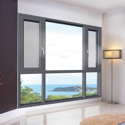 China Double Glazing Bulletproof Aluminium Frame Windows Commercial With Mosquito Net for sale