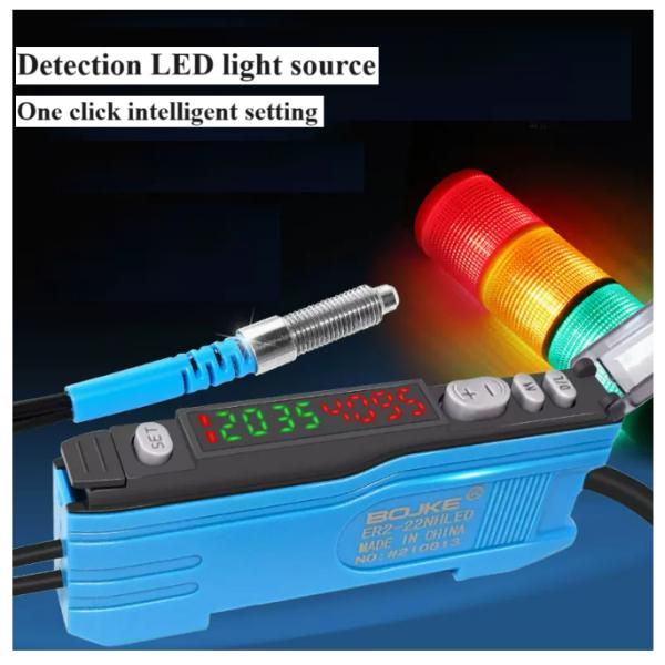 Quality NPN / PNP Output Fiber Optic Amplifier LED Light Source Detector for sale