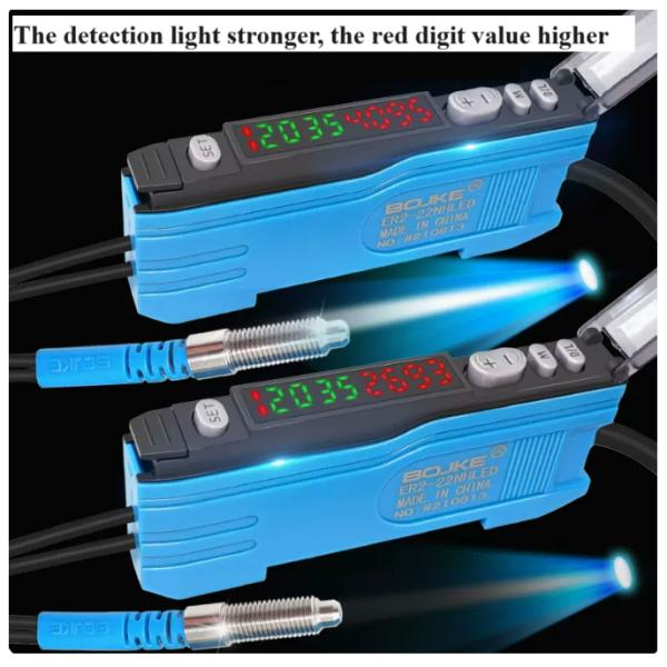 Quality NPN / PNP Output Fiber Optic Amplifier LED Light Source Detector for sale