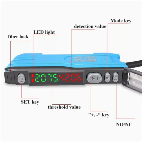 Quality NPN / PNP Output Fiber Optic Amplifier LED Light Source Detector for sale
