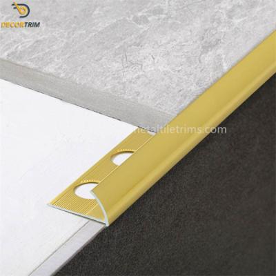 China Embellecedor redondo de aluminio de forma abierta de 10 mm x 2,5 m de alto dorado brillante en venta