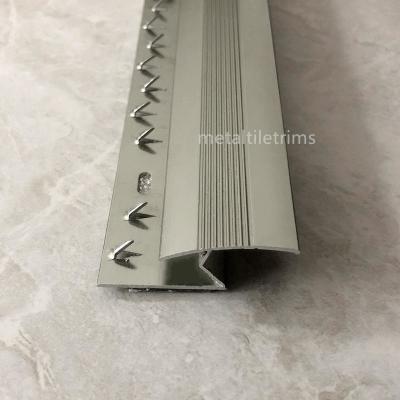 China Shiny Champagne Zig Zag Carpet Transition Strip With Gripper Punching for sale