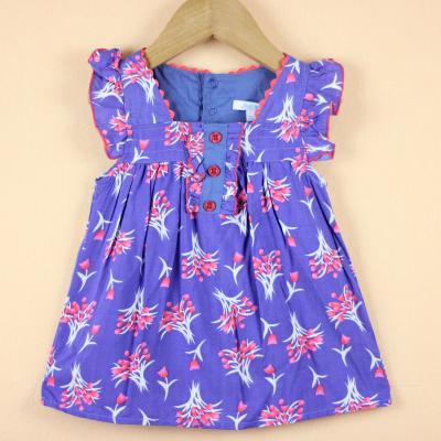 China girl dress with print flower , 100% cotton 3-8T for sale