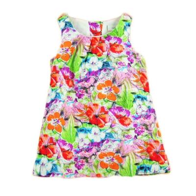 China girl dress with print flower , 100% cotton 3-8T for sale
